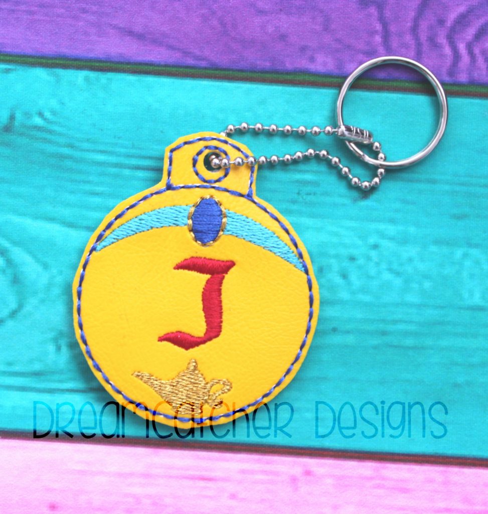 In The Hoop Jazzy Monogram Key Fob Keychain Felt Embroidery Design ...