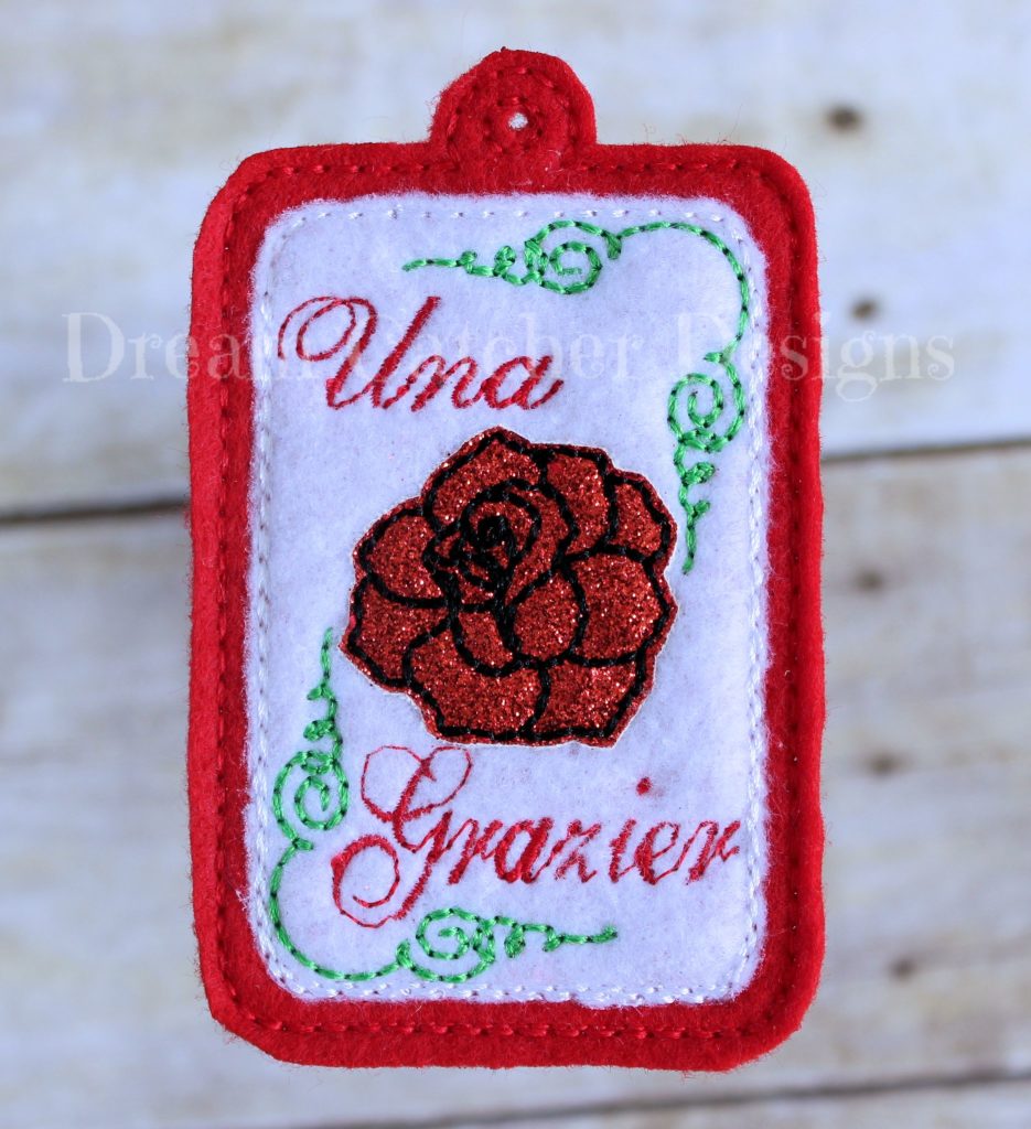 In The Hoop Rose Flower Felt Luggage Tag Embroidery Design - The ...