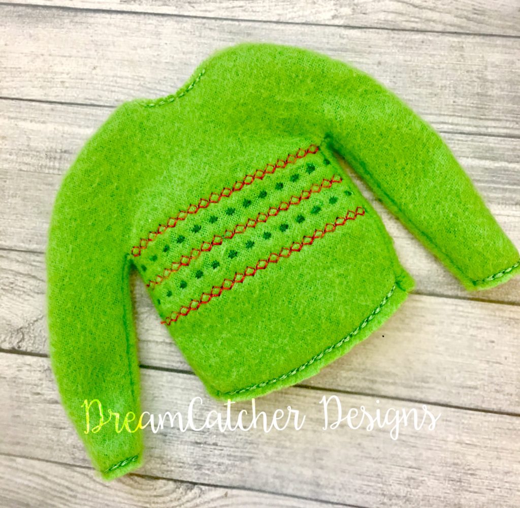 In The Hoop Basic Holiday Sweater Elf/Doll Christmas Embroidery Design ...